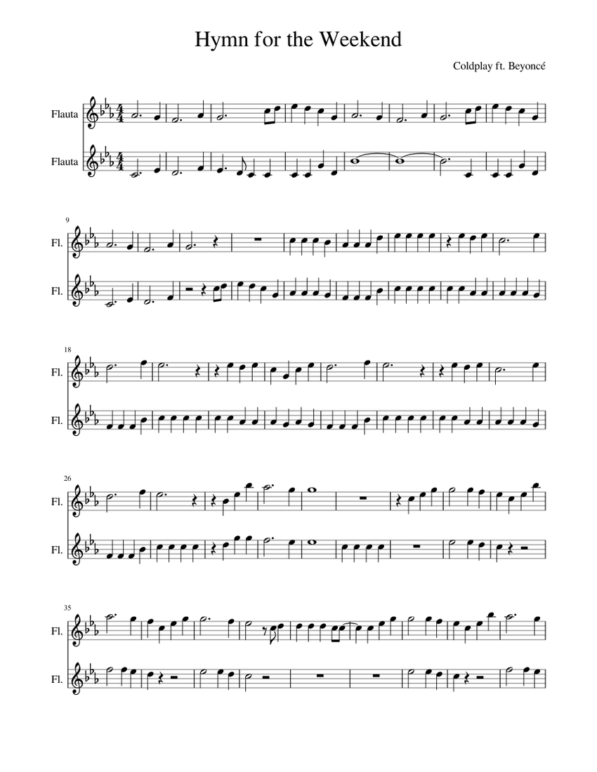 Hymn for the Weekend Sheet music for Flute | Download free in PDF or ...