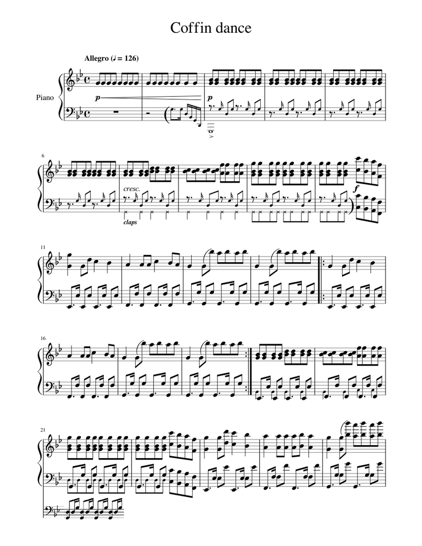 Coffin dance ver.II (Astronomia version) Sheet music for Piano ...