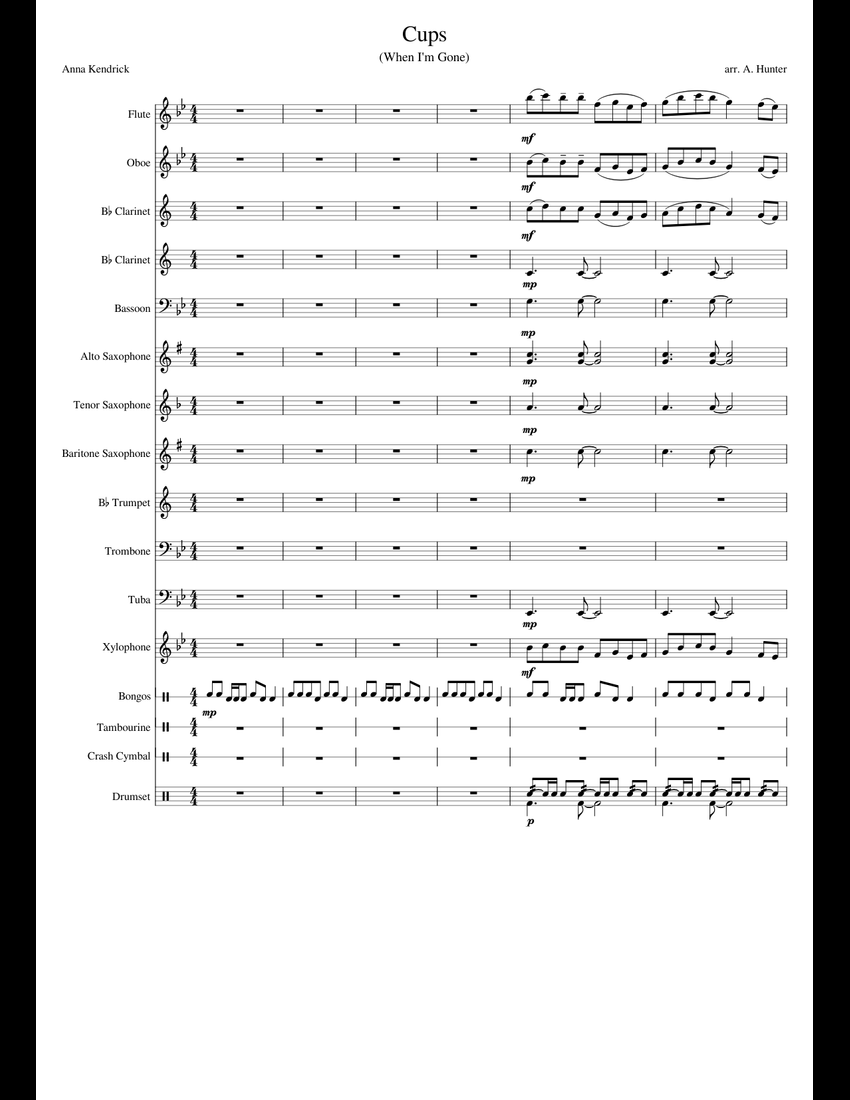 When I'm Gone (Cup Song) sheet music for Flute, Clarinet, Oboe, Bassoon ...