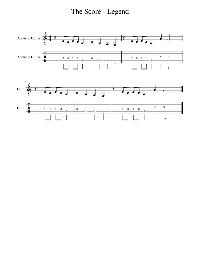 The Score - Legend Sheet music for Guitar | Download free in PDF or ...
