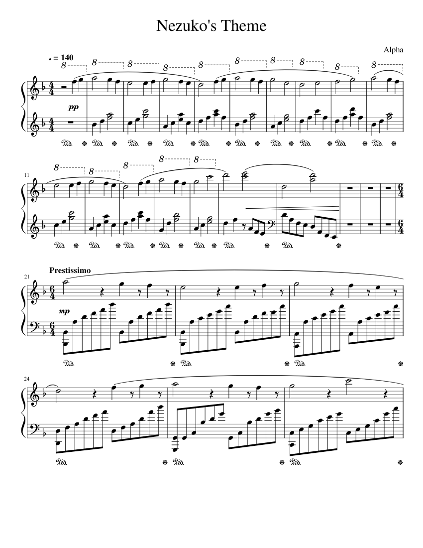 Nezuko's Theme Sheet music for Piano | Download free in PDF or MIDI ...