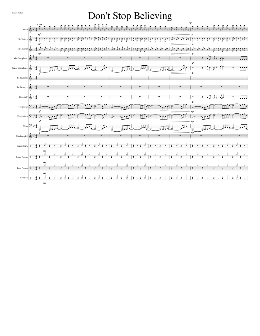 Don't Stop Believing Sheet music for Trumpet (In B Flat), Trombone, Flute, Clarinet (In B Flat ...
