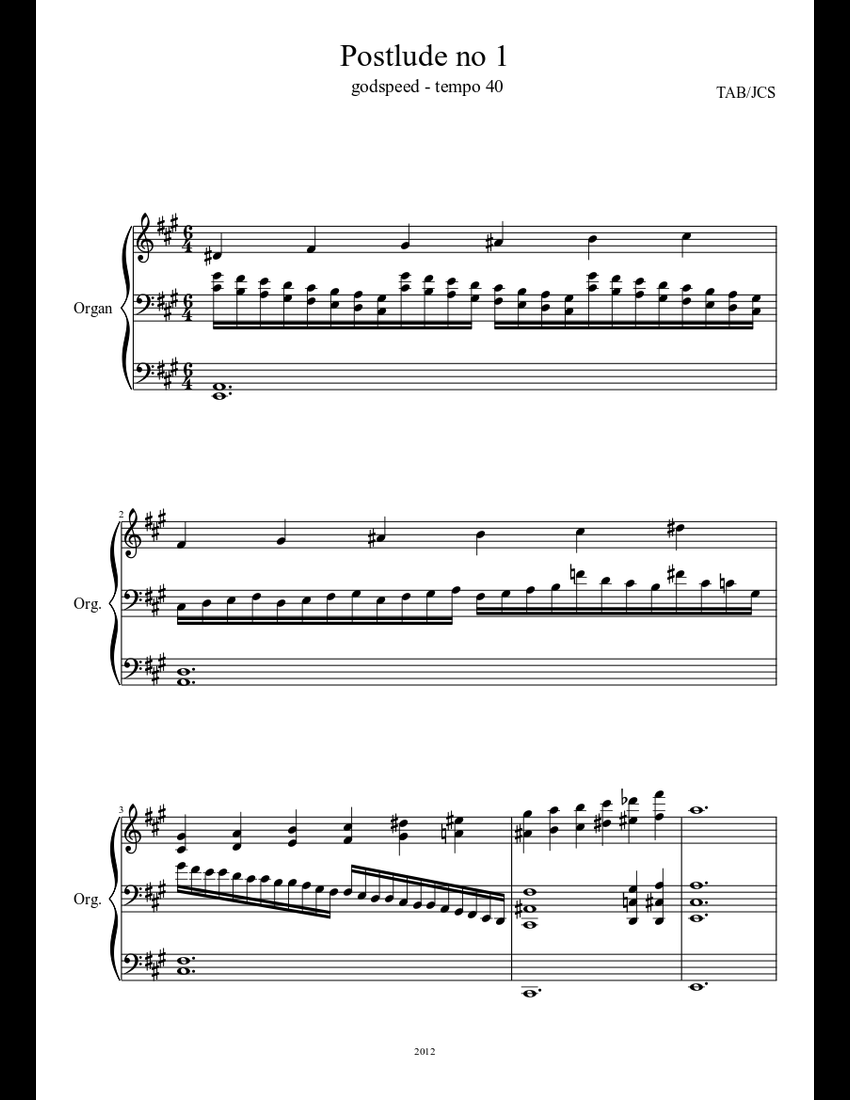 Postlude no 1 for Organ sheet music download free in PDF or MIDI