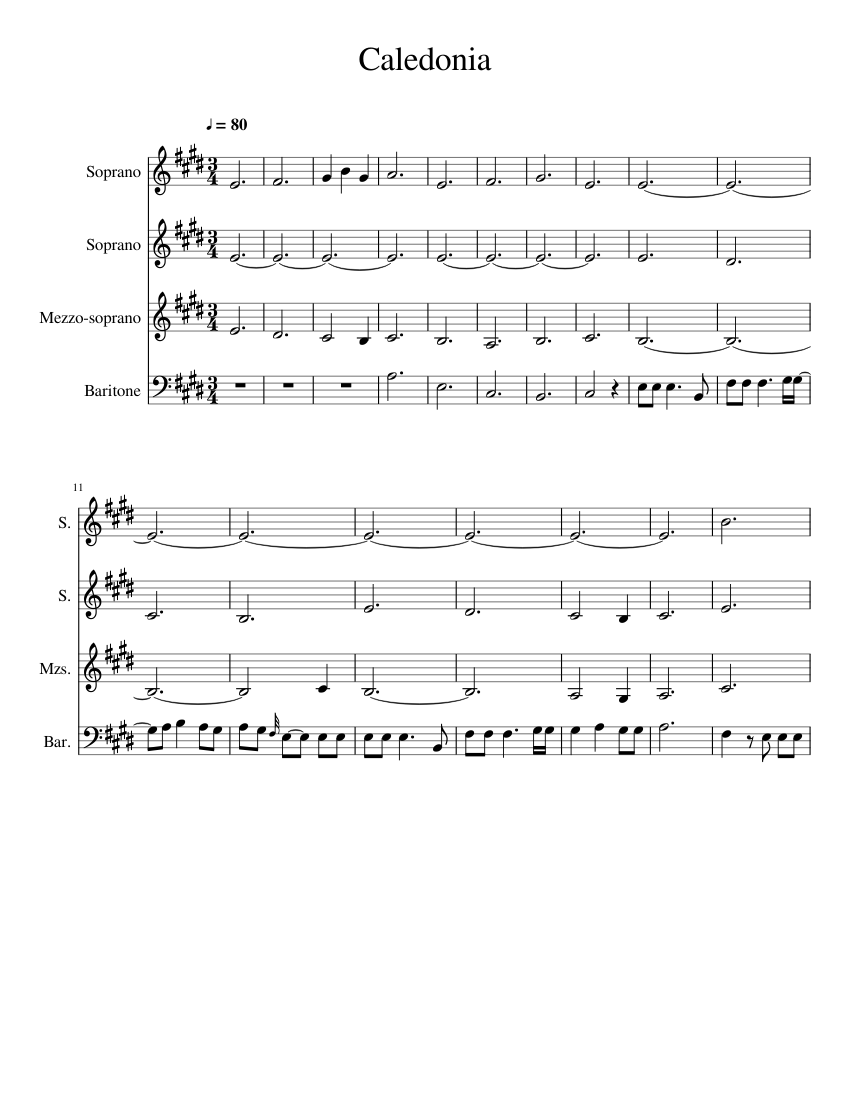 Caledonia Sheet music for Soprano, Baritone, Mezzo Soprano (Choral ...