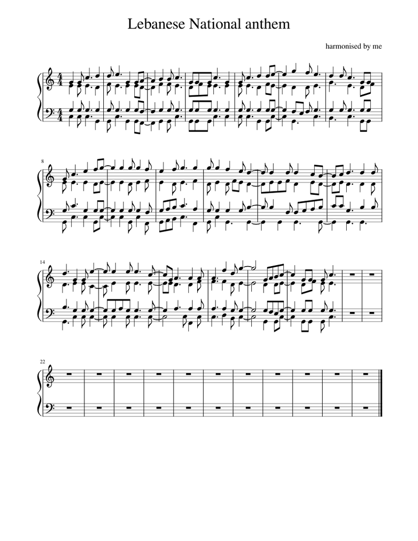 lebanese national anthem Sheet music for Piano (Solo) | Musescore.com