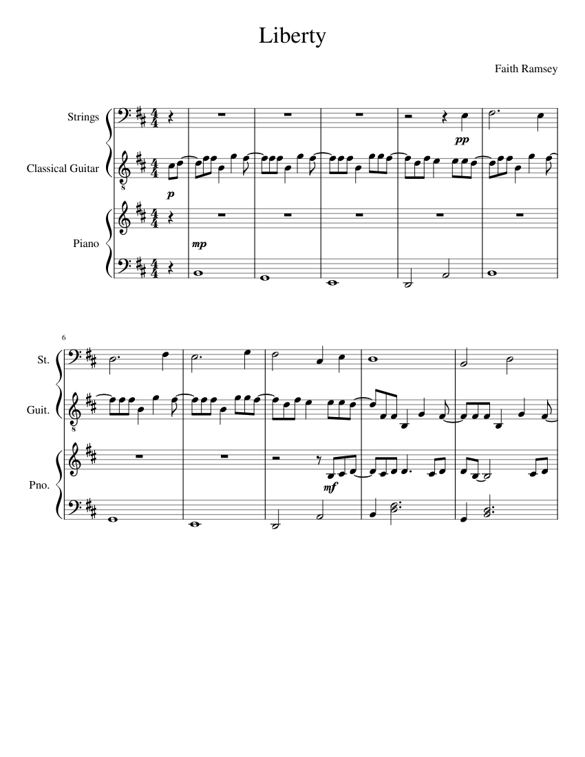 Liberty Sheet music for Piano, Strings Group, Guitar (Mixed Trio ...