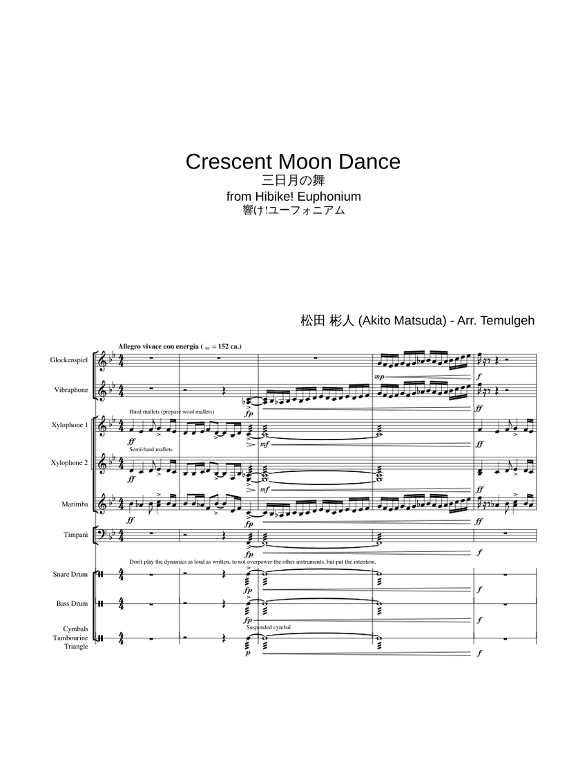 Crescent Moon Dance | Percussion arrangement Sheet music for Percussion, Timpani | Download free ...