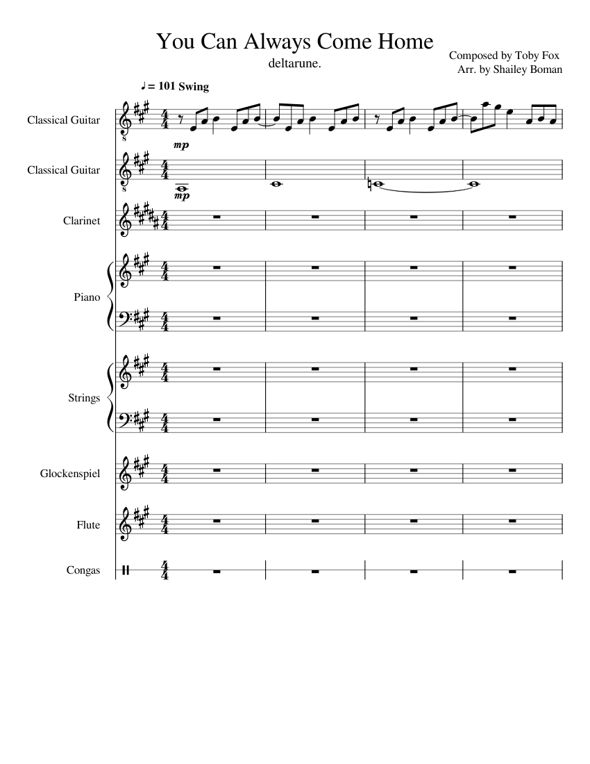 You Can Always Come Home Sheet music for Clarinet, Piano, Flute, Guitar | Download free in PDF ...
