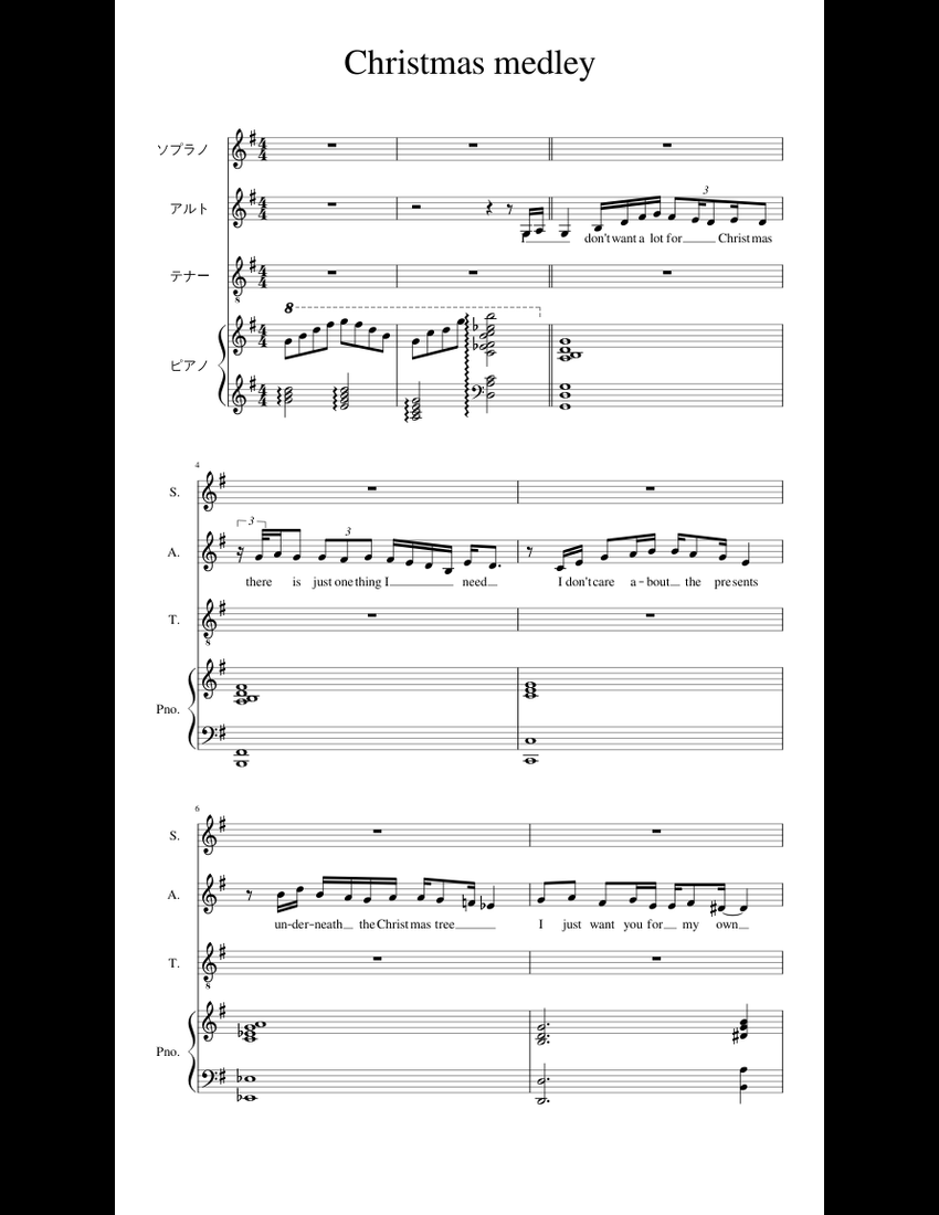 Christmas medley sheet music for Piano, Voice download free in PDF or MIDI