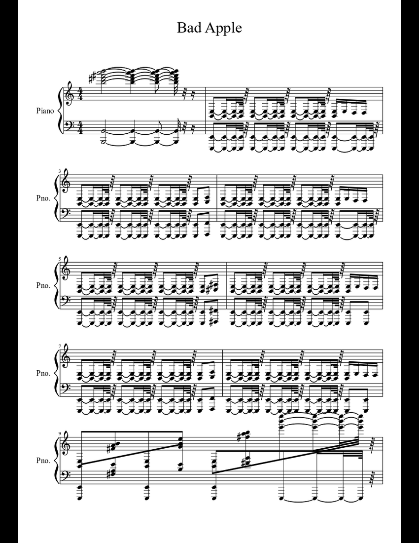 Bad Apple sheet music download free in PDF or MIDI