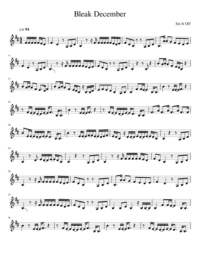 Bleak December - Set It Off Sheet music for Violin | Download free in ...