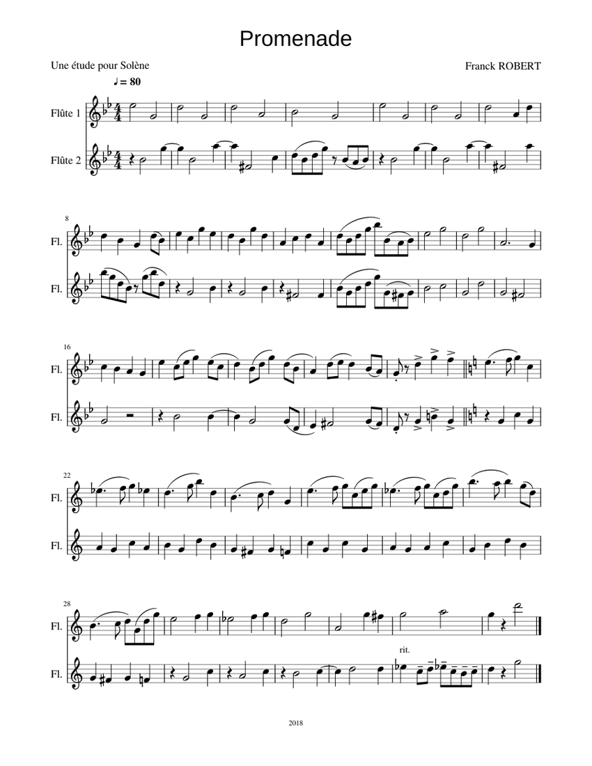 Promenade Sheet music for Flute (Woodwind Duet) | Musescore.com