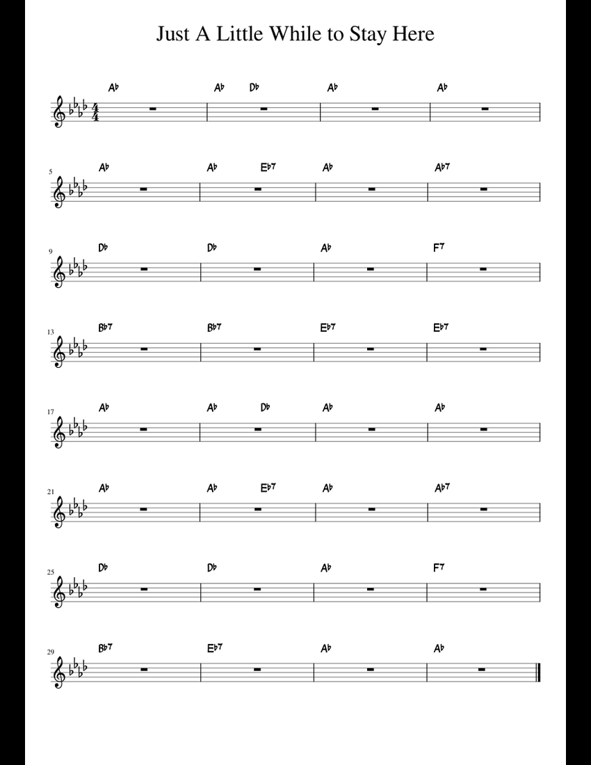 Just_A_Little_While_to_Stay_Here sheet music for Piano download free in ...