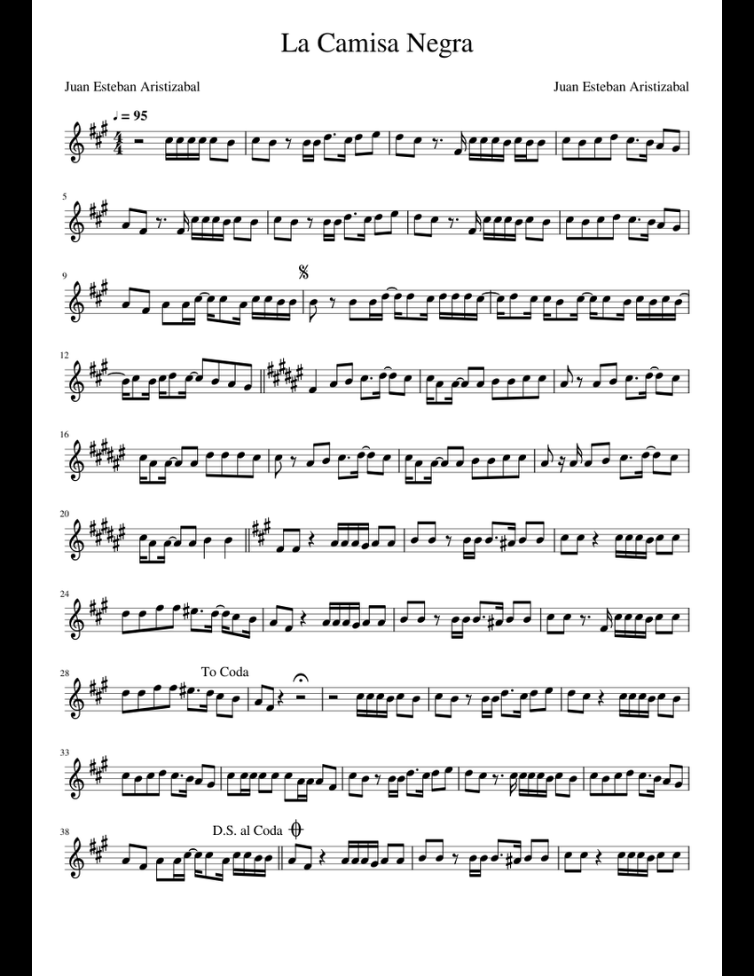 la camisa negra sheet music for Piano download free in PDF or MIDI
