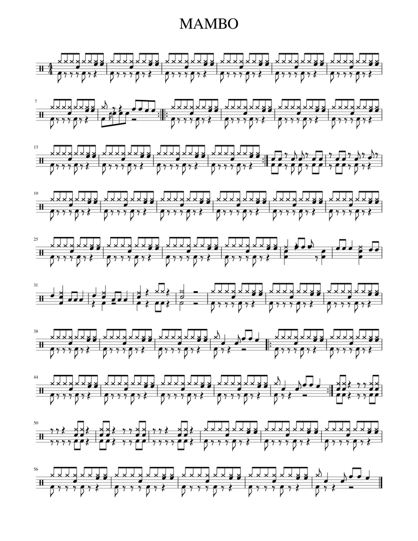 MAMBO Sheet music for Percussion | Download free in PDF or MIDI | Musescore.com