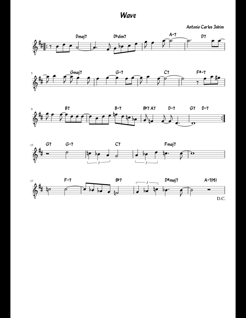 Wave sheet music for Guitar download free in PDF or MIDI