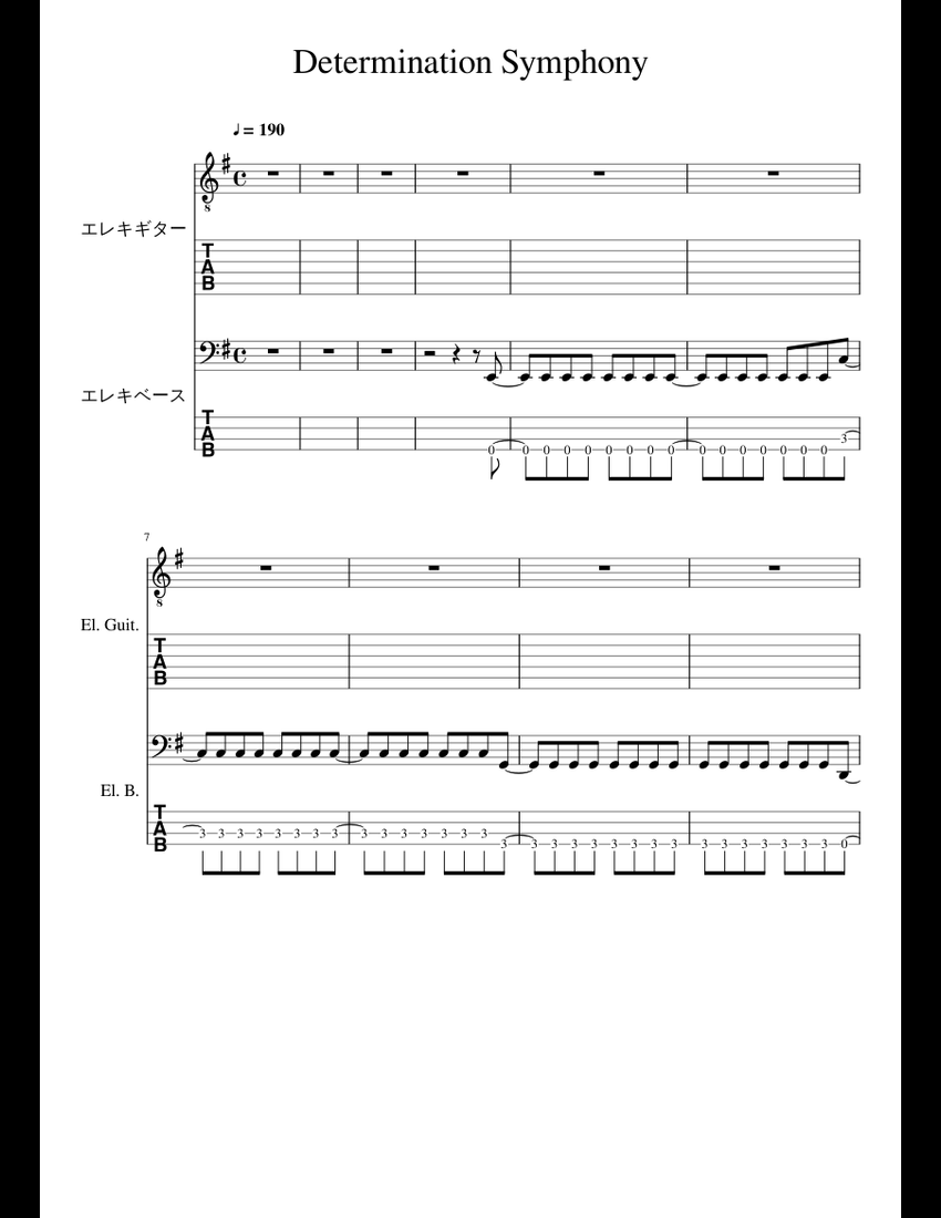Determination Symphony sheet music for Guitar, Bass download free in ...