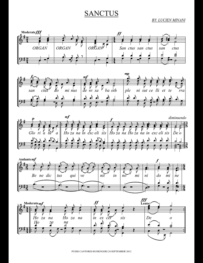 SANCTUS sheet music download free in PDF or MIDI
