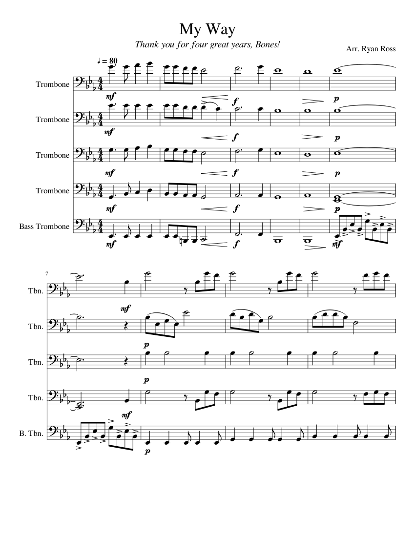 My Way sheet music for Trombone download free in PDF or MIDI