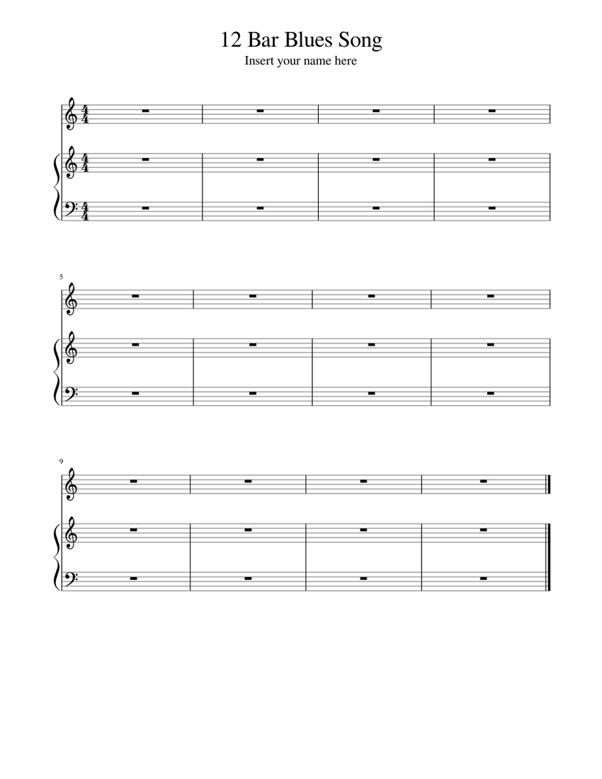 12 Bar Blues Song Template 1 mscz Sheet music for Piano, Vocals (Piano ...