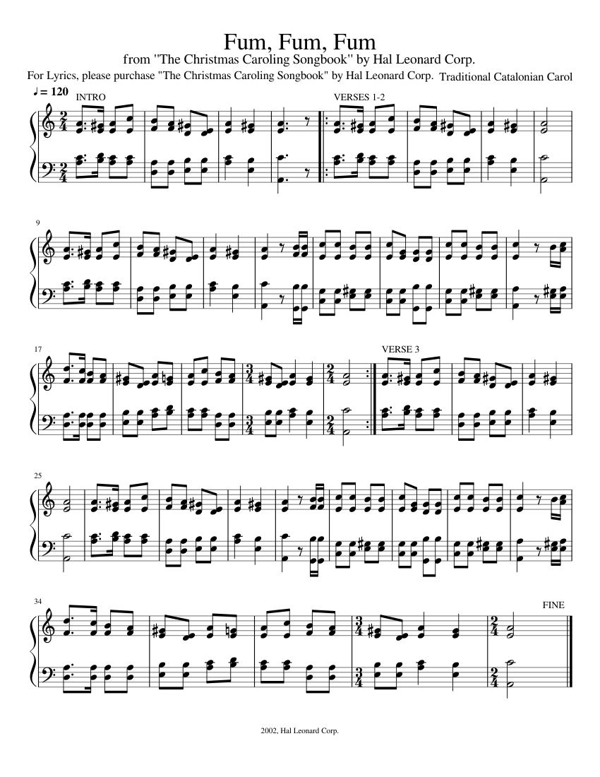 Fum Fum Fum Sheet music for Piano (SATB) | Musescore.com