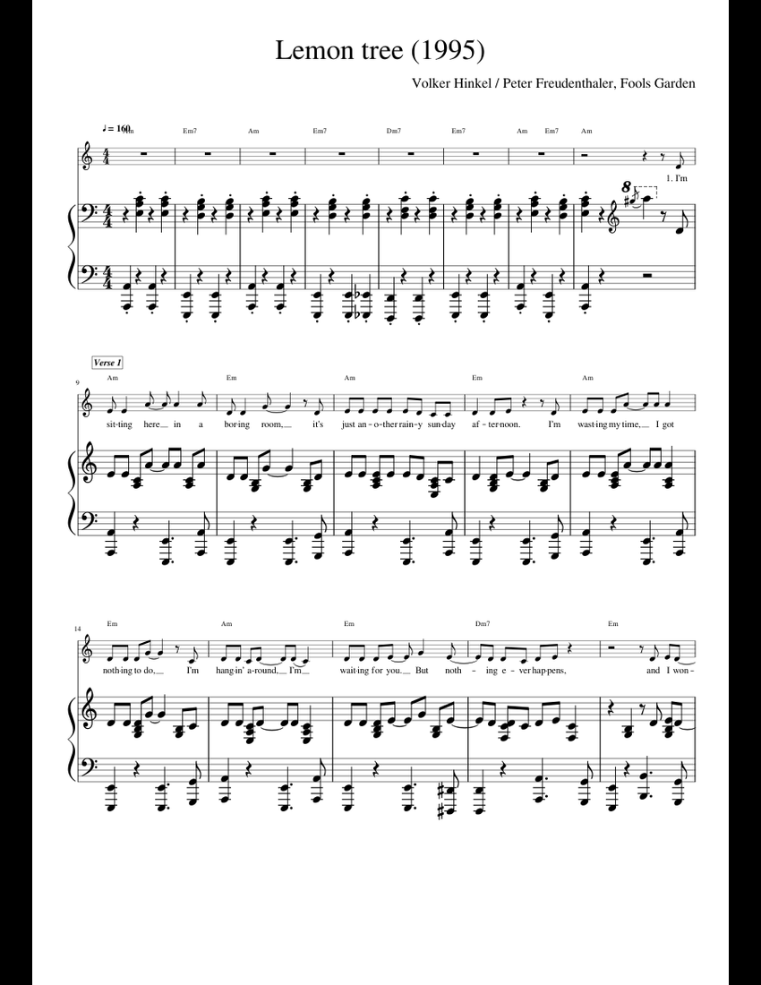 Lemon tree sheet music for Voice download free in PDF or MIDI