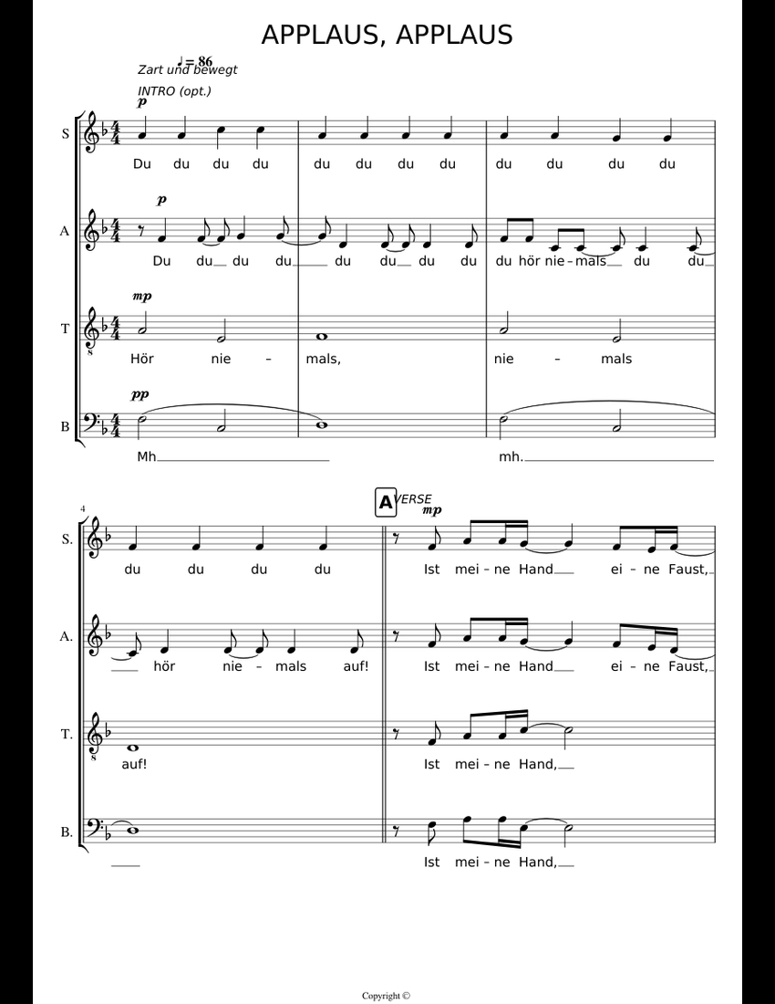 APPLAUS APPLAUS STIM 2 sheet music download free in PDF or MIDI