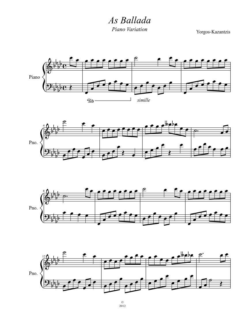 As Ballada Sheet music | Download free in PDF or MIDI | Musescore.com