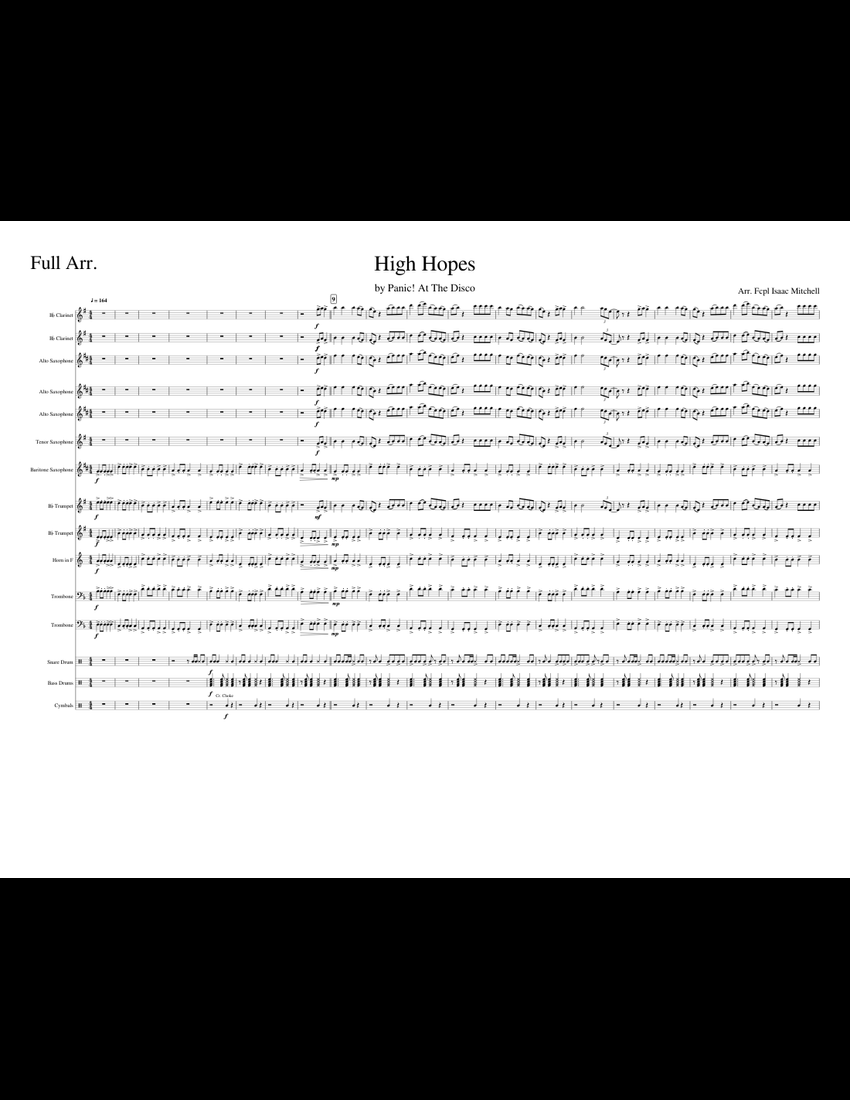 High Hopes by Panic! at the Disco sheet music for Clarinet, Alto ...