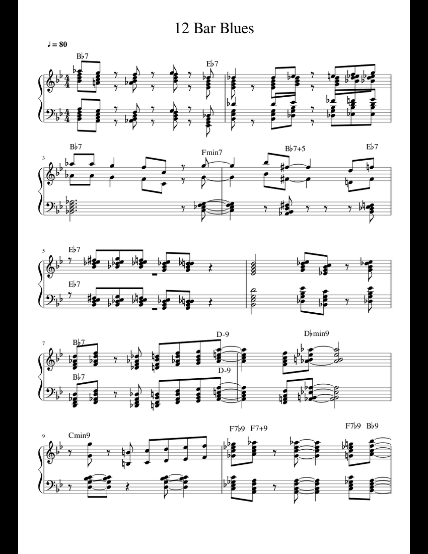 12 Bar Blues sheet music for Piano download free in PDF or MIDI