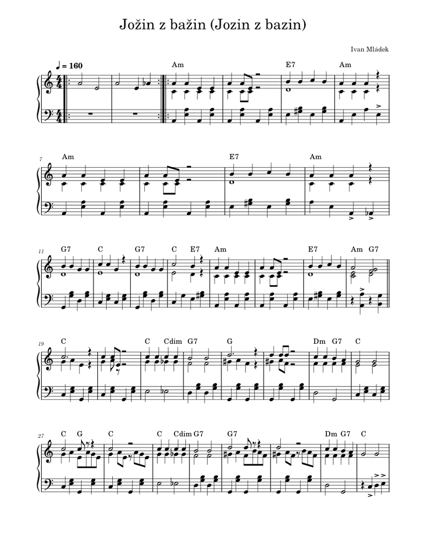 Jožin z bažin (Jozin z bazin) Sheet music | Download free in PDF or ...