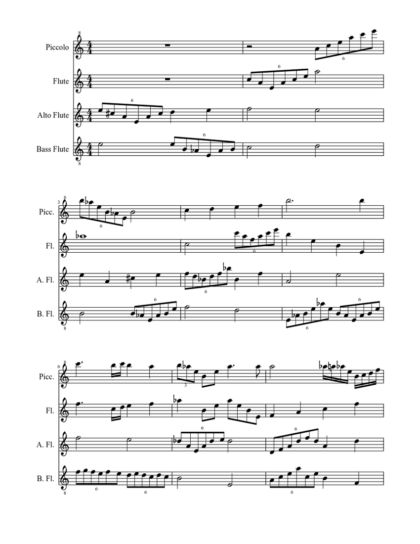 Flute Quartet Sheet music for Flute, Oboe (Woodwind Duet) | Musescore.com