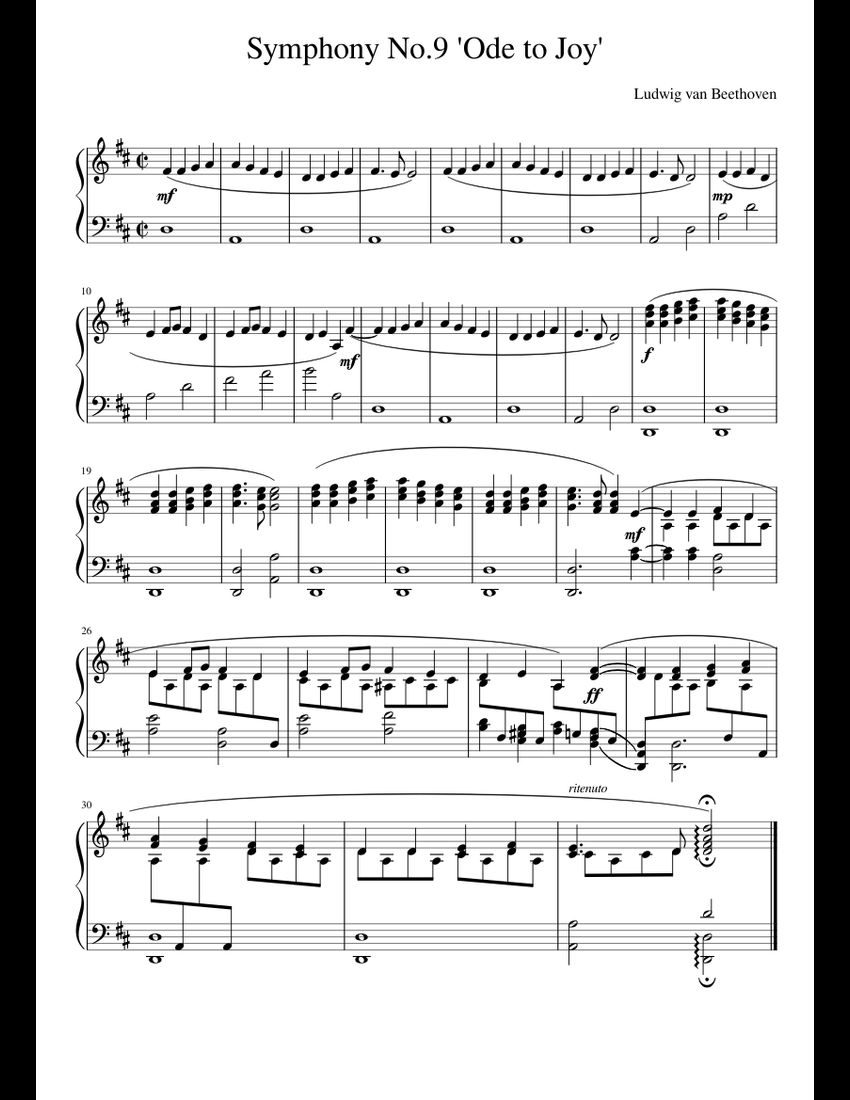 Symphony_No.9_Ode_to_Joy- Beethoven sheet music for Piano download free ...