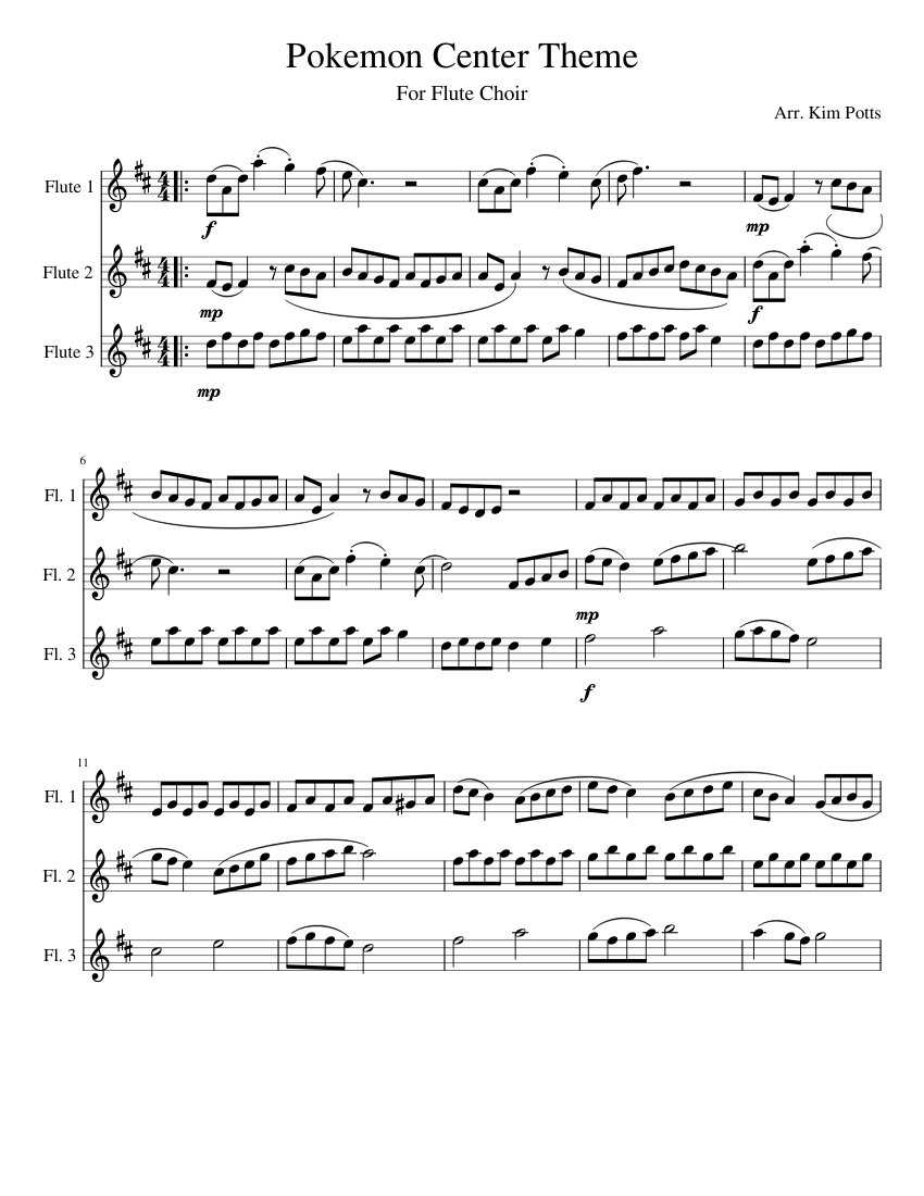 Pokemon Center Theme Flute Trio Sheet music for Flute (Mixed Trio ...