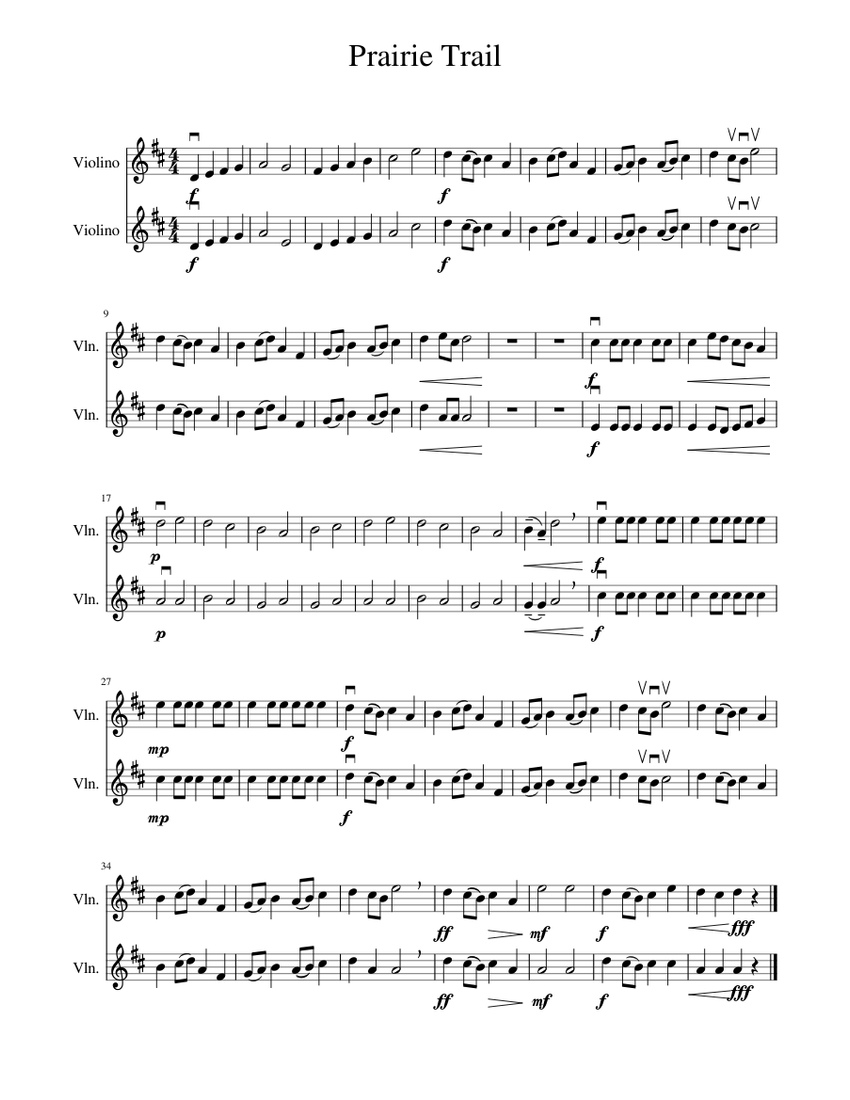 Prairie Trail Sheet music for Violin (String Duet) | Musescore.com