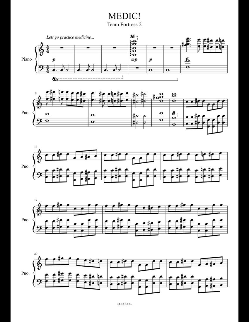 MEDIC! sheet music for Piano download free in PDF or MIDI