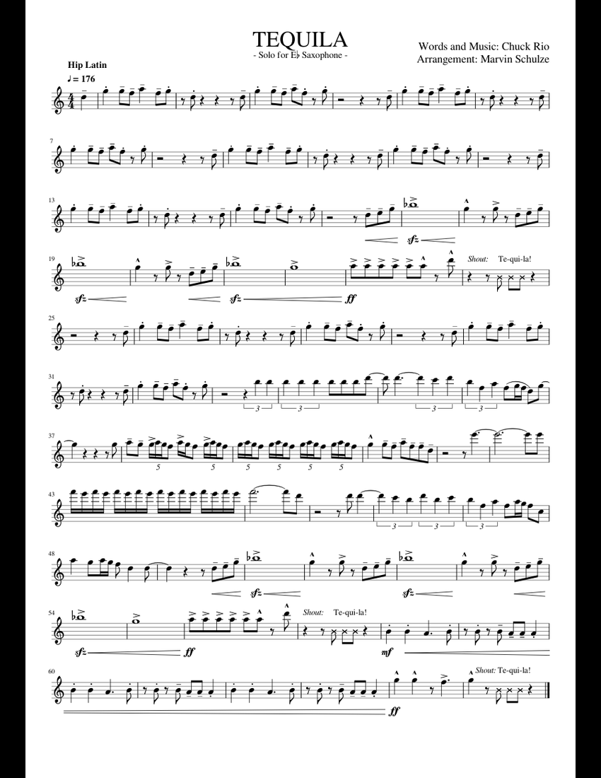 Tequila Sheet Music For Alto Saxophone Download Free In PDF Or MIDI Tequila Sheet Music For Alto Saxophone Download Free In PDF Or MIDI