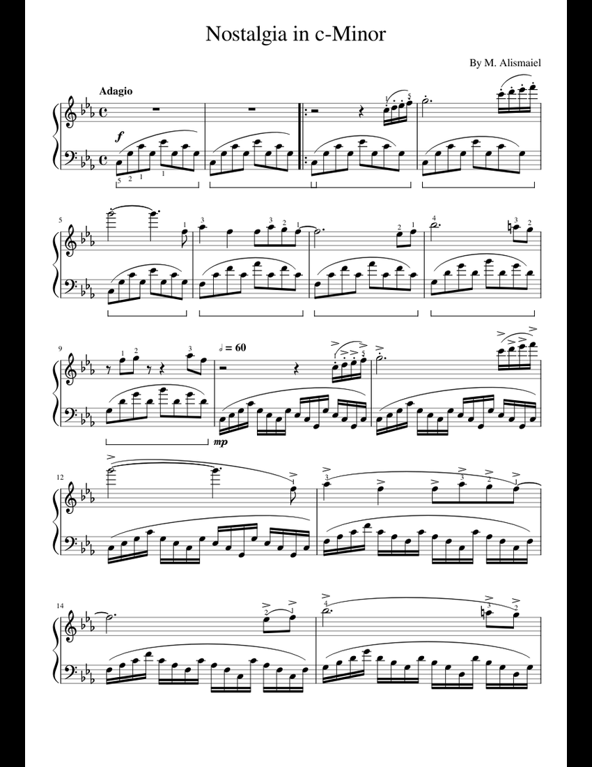 Nostalgia sheet music for Piano download free in PDF or MIDI