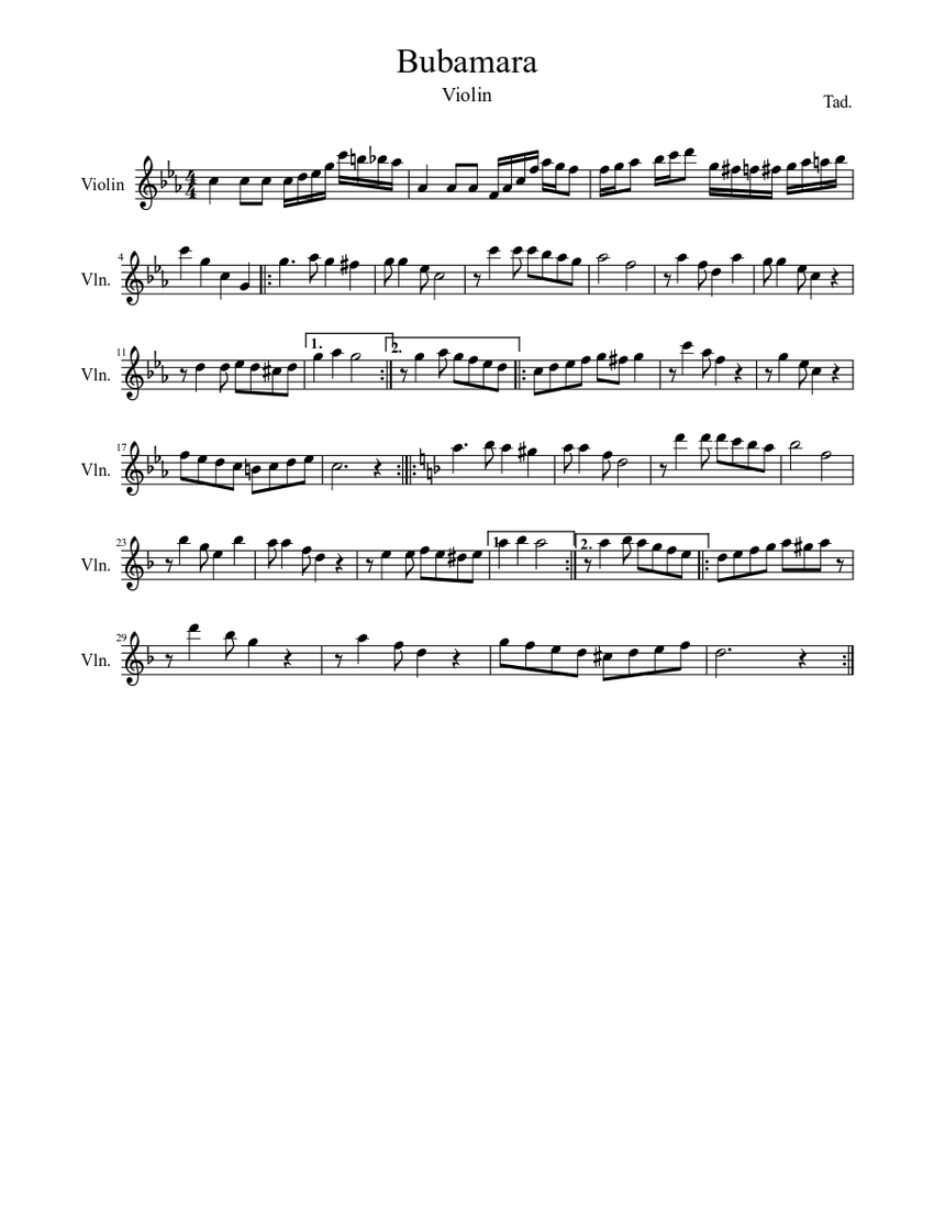Bubamara Sheet music for Violin (Solo) | Musescore.com