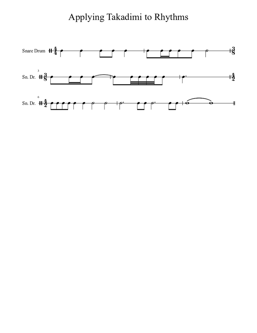 Applying Takadimi to Rhythms Sheet music | Musescore.com