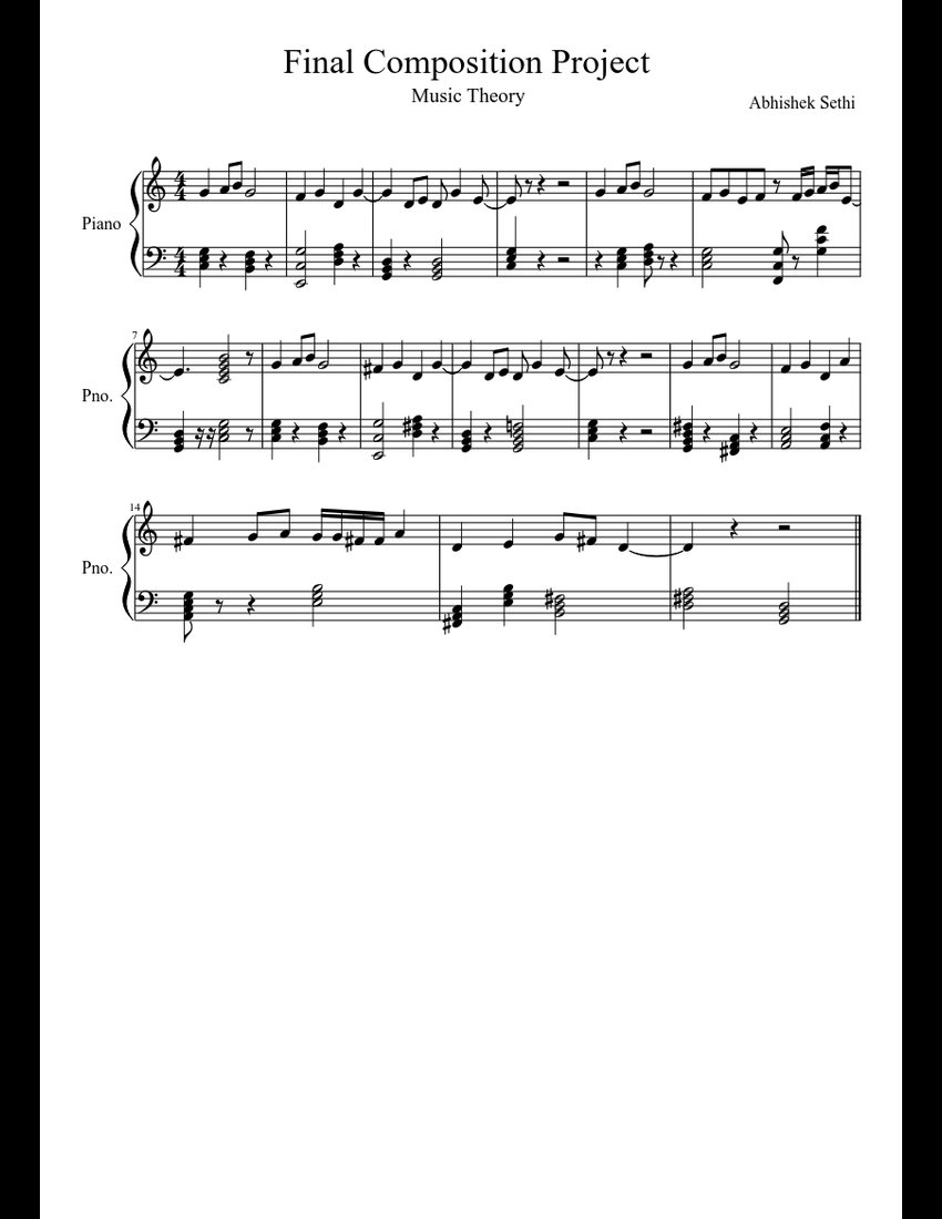 Final Composition Project sheet music download free in PDF or MIDI