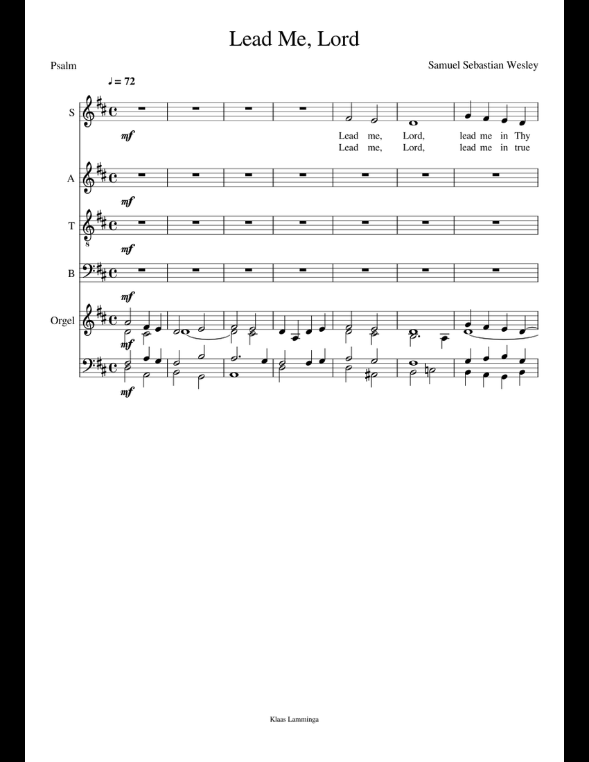 Lead Me, Lord sheet music for Piano, Organ download free in PDF or MIDI