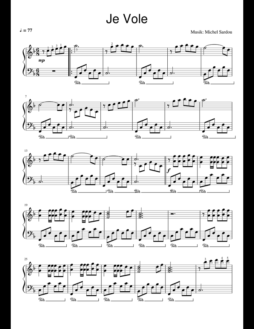 Je Vole sheet music for Piano download free in PDF or MIDI