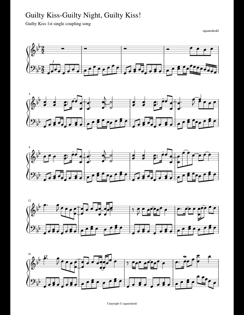 Guilty Night, Guilty Kiss sheet music for Piano download free in PDF or ...