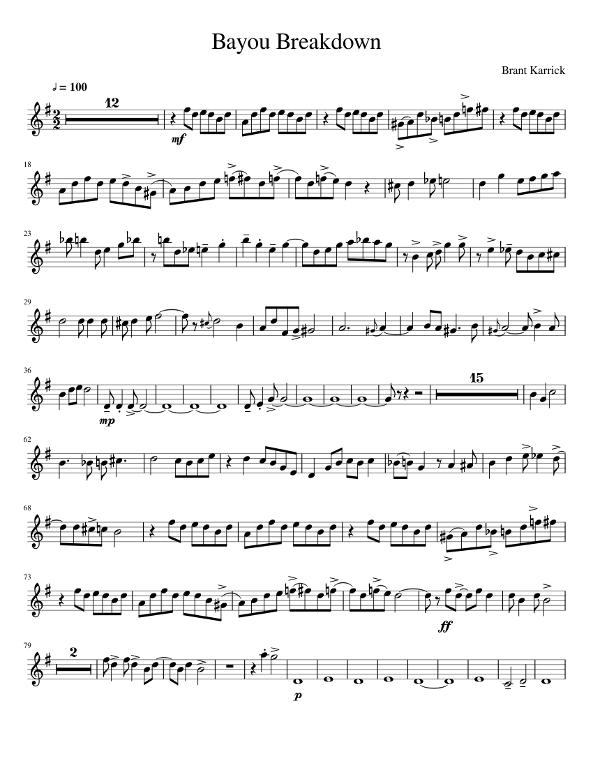 Bayou Breakdown Sheet music for Saxophone (Alto) (Solo) | Musescore.com