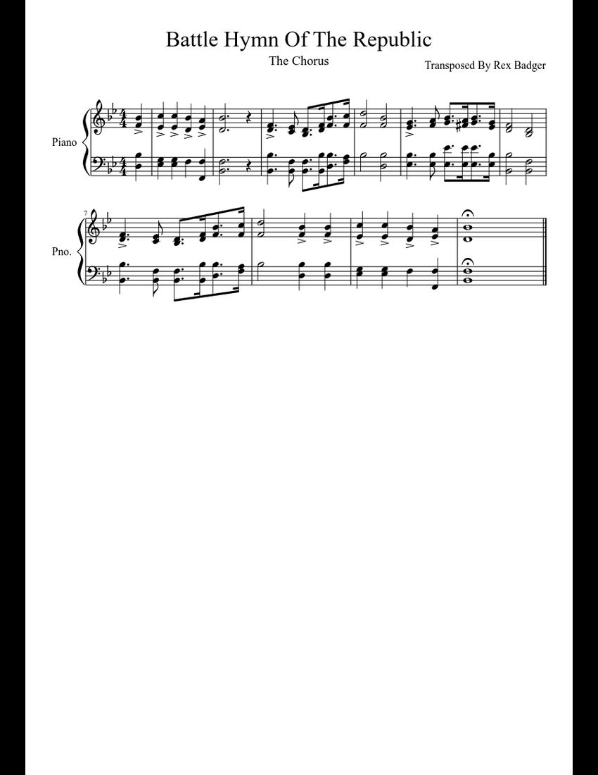 Battle Hymn Of The Republic (The Chorus) sheet music download free in ...