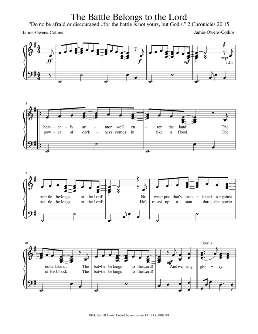 The Battle Belongs to the Lord Sheet music for Bass | Download free in PDF or MIDI | Musescore.com