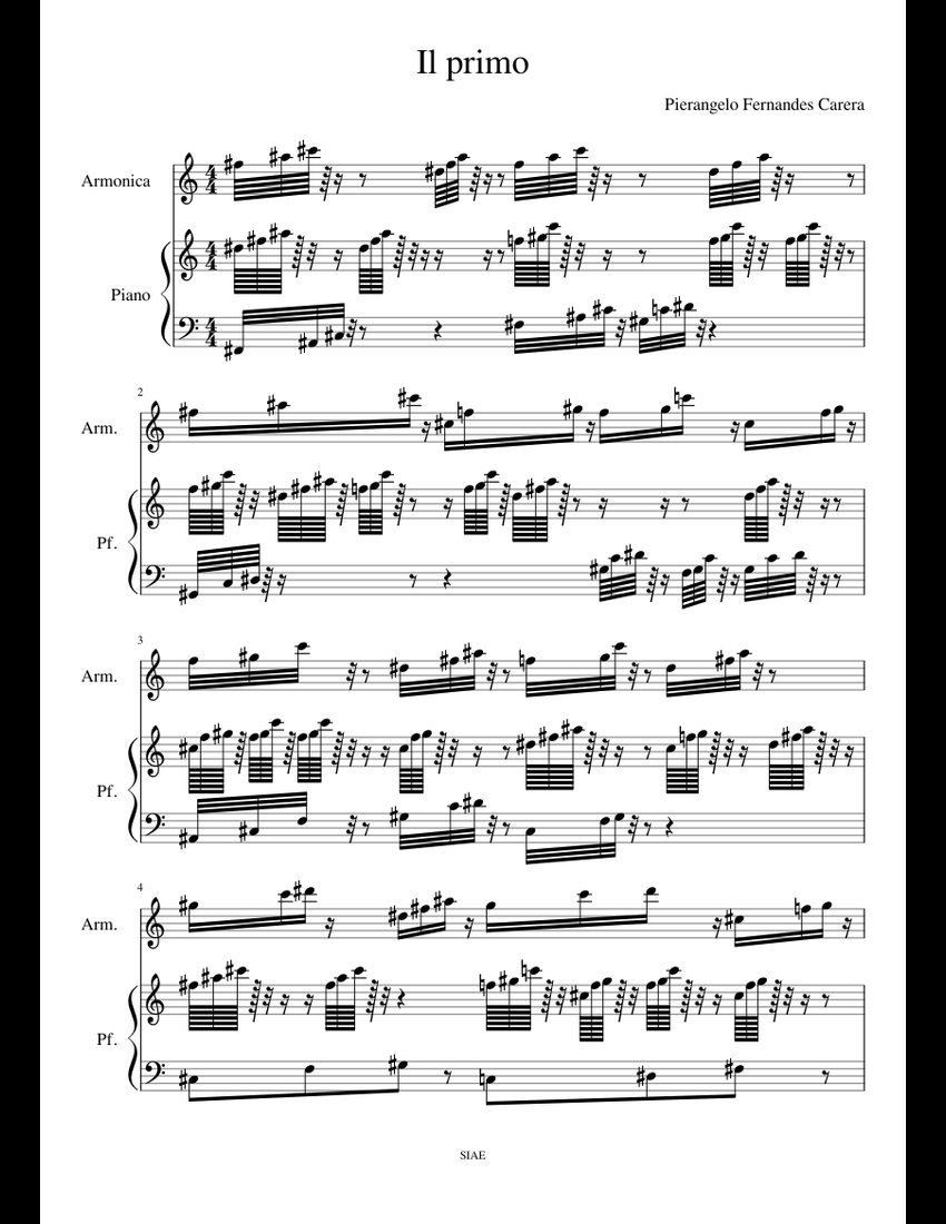 Il primo sheet music for Piano, Harmonica download free in PDF or MIDI