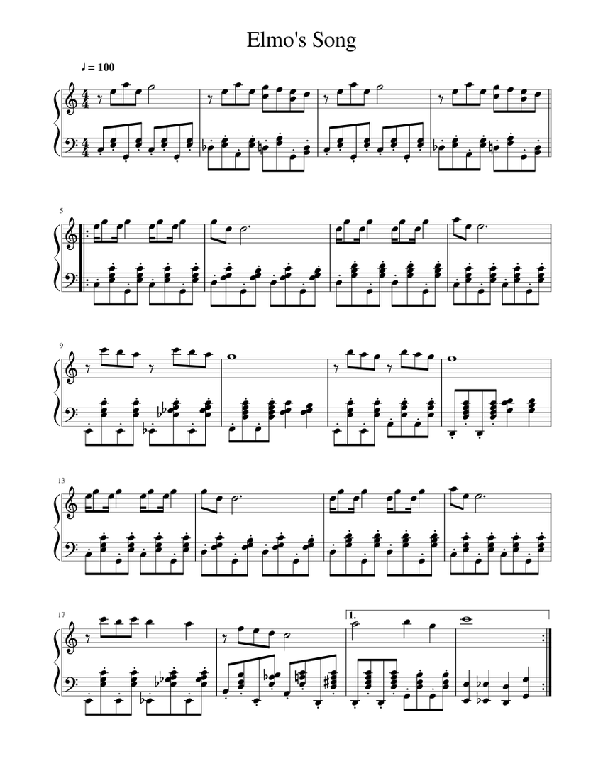 Elmos Song Sheet music for Piano | Download free in PDF or MIDI ...