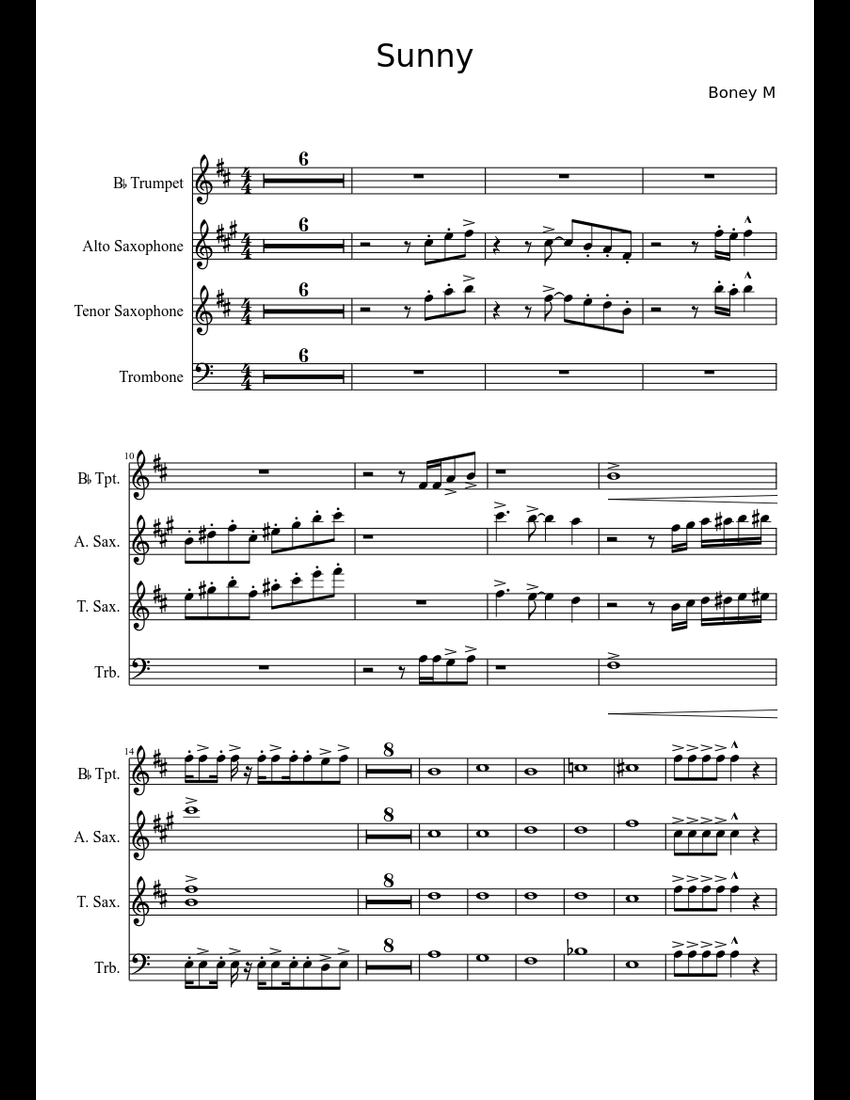 Sunny Boney M sheet music download free in PDF or MIDI